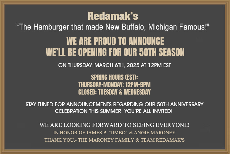 Bite Into a Legend at Redamak’s in New Buffalo, Michigan